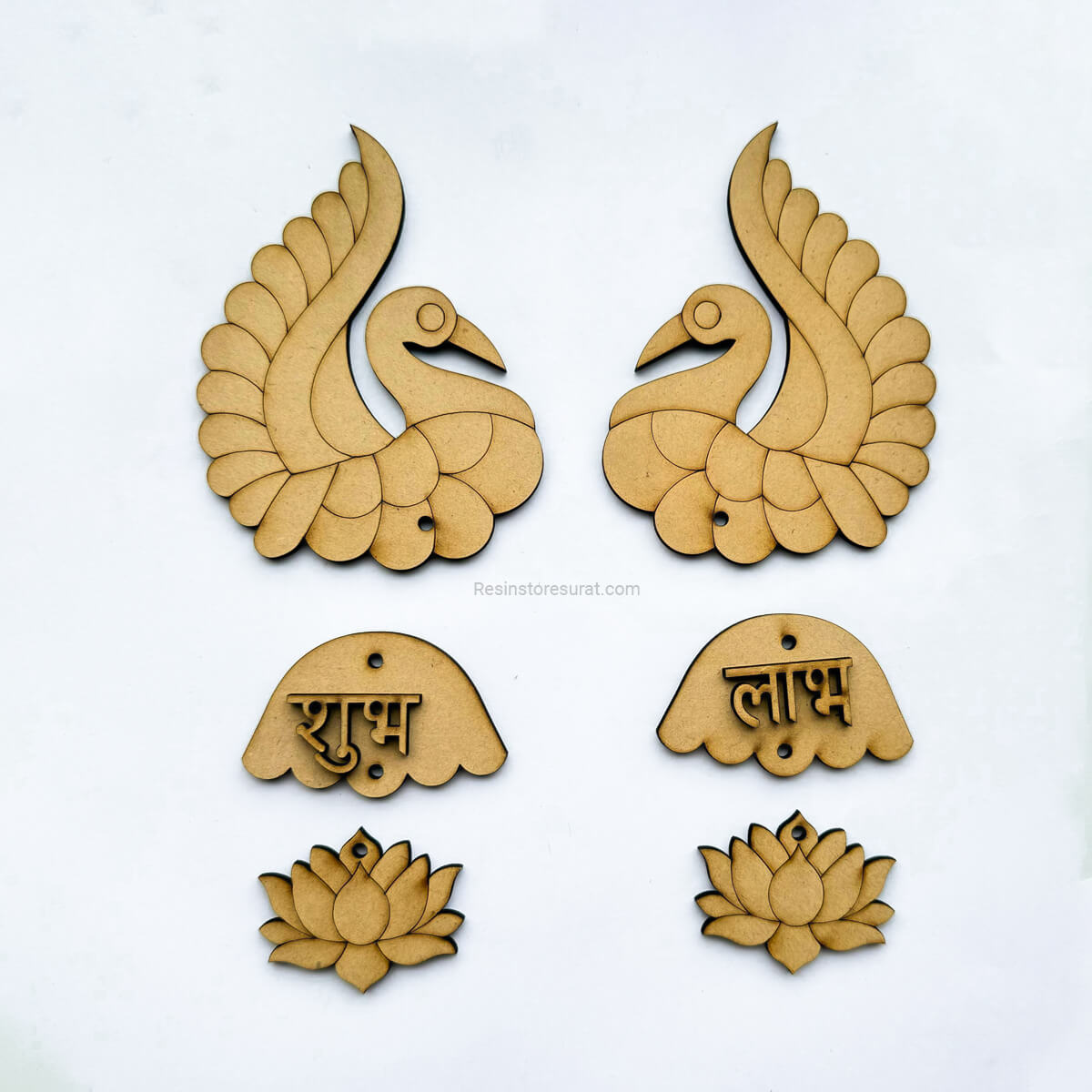 Diwali Shubh Labh Hanging Mdf Cutout D | Shubh Labh - Mayura pair hang ...