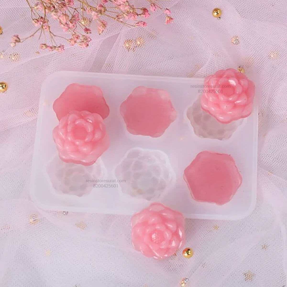 6 Cavity 3D Flower Mould – Resin Store Surat