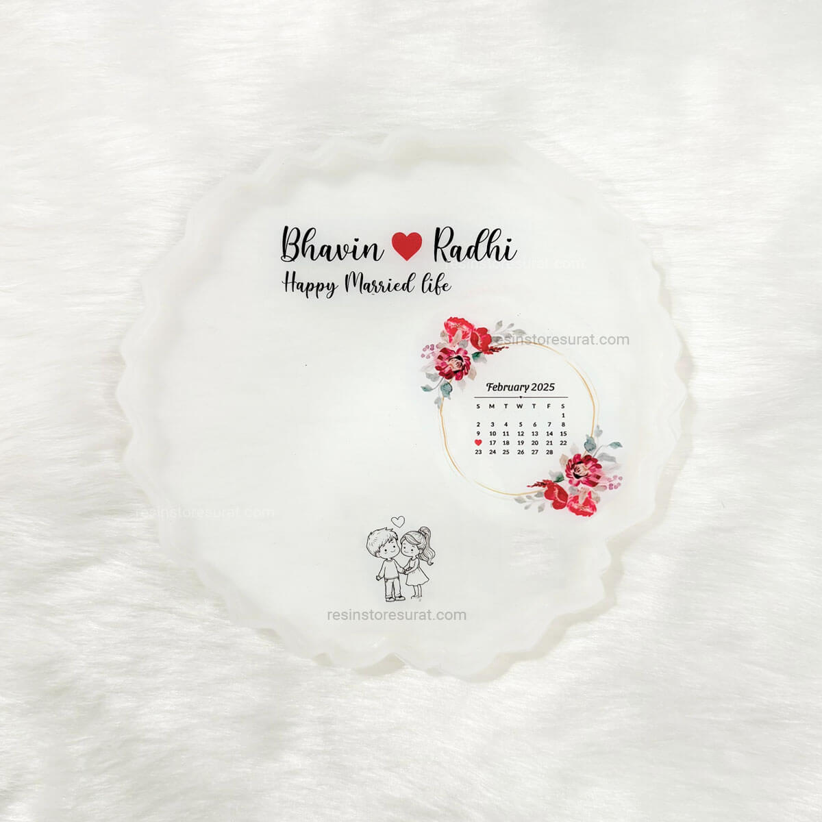 Designer Couple name with calendar - Custom Insert Sheet – Resin Store Surat