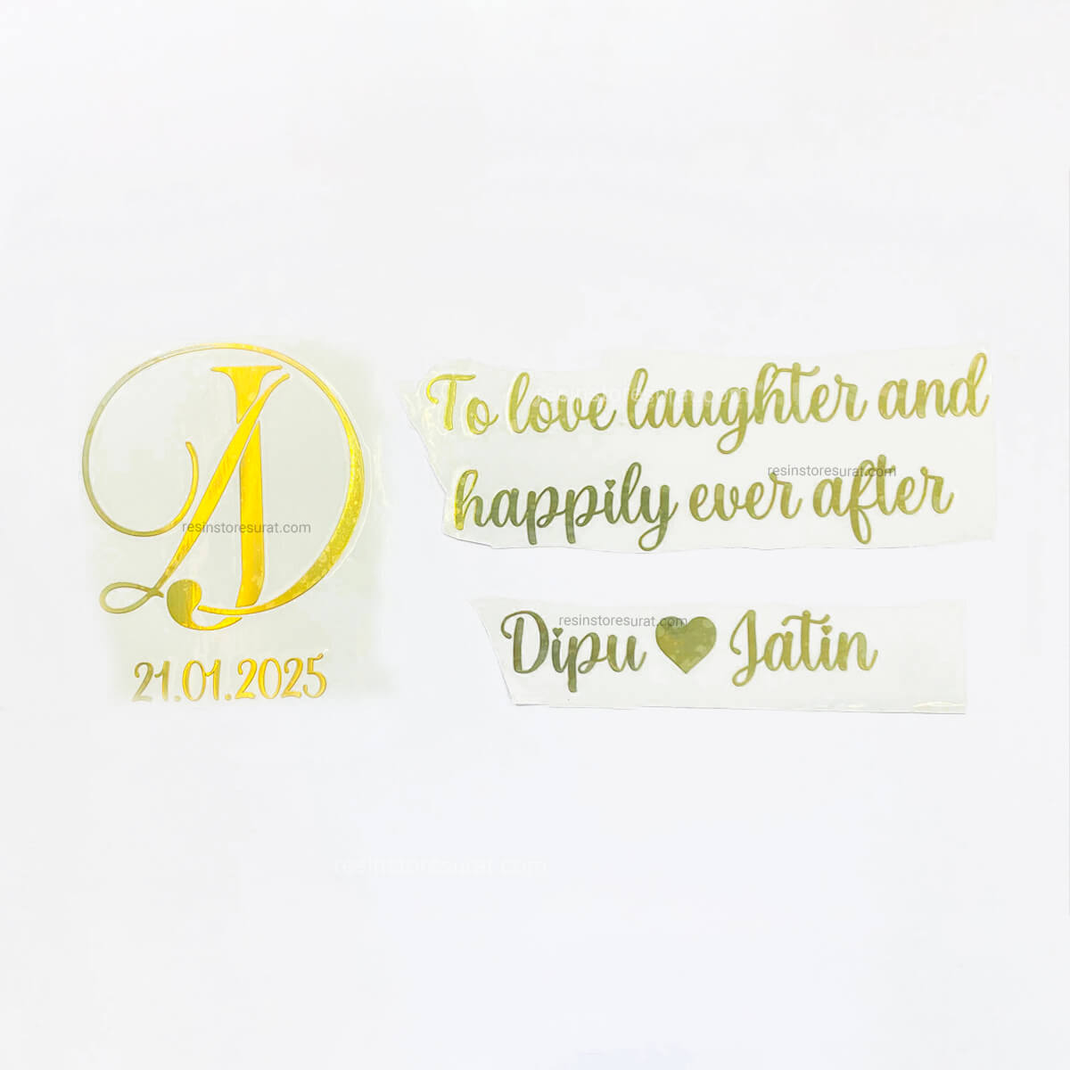 Customized Metal Sticker for Engagement Platter – Resin Store Surat