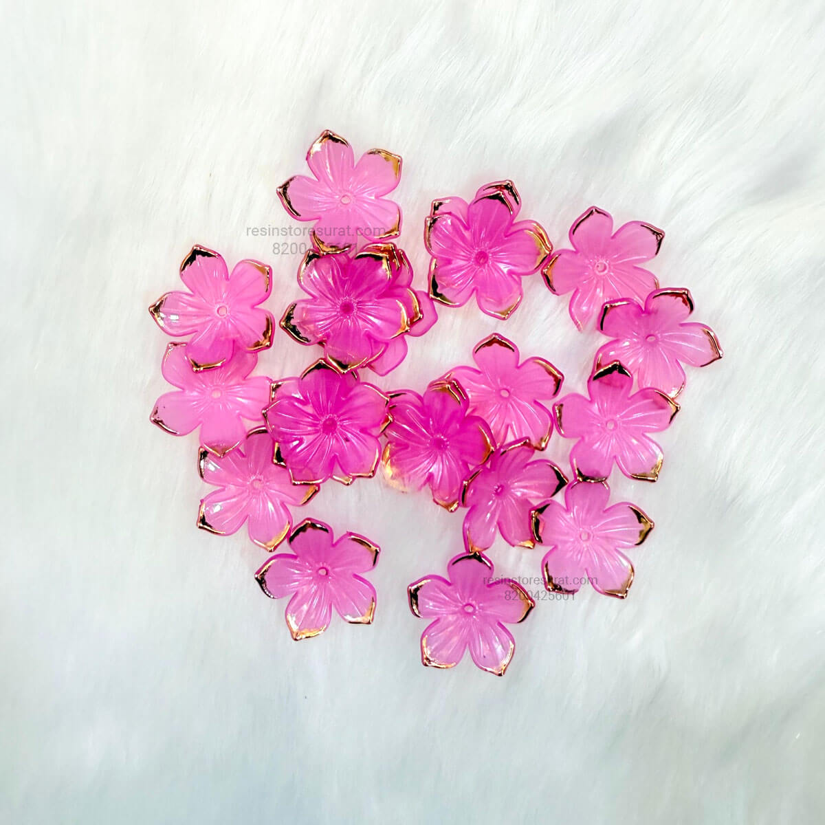 Pink Acrylic flower with golden border – Resin Store Surat