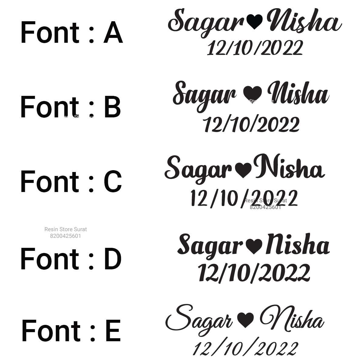 Couple Name And date - Custom Metal Sticker – Resin Store Surat