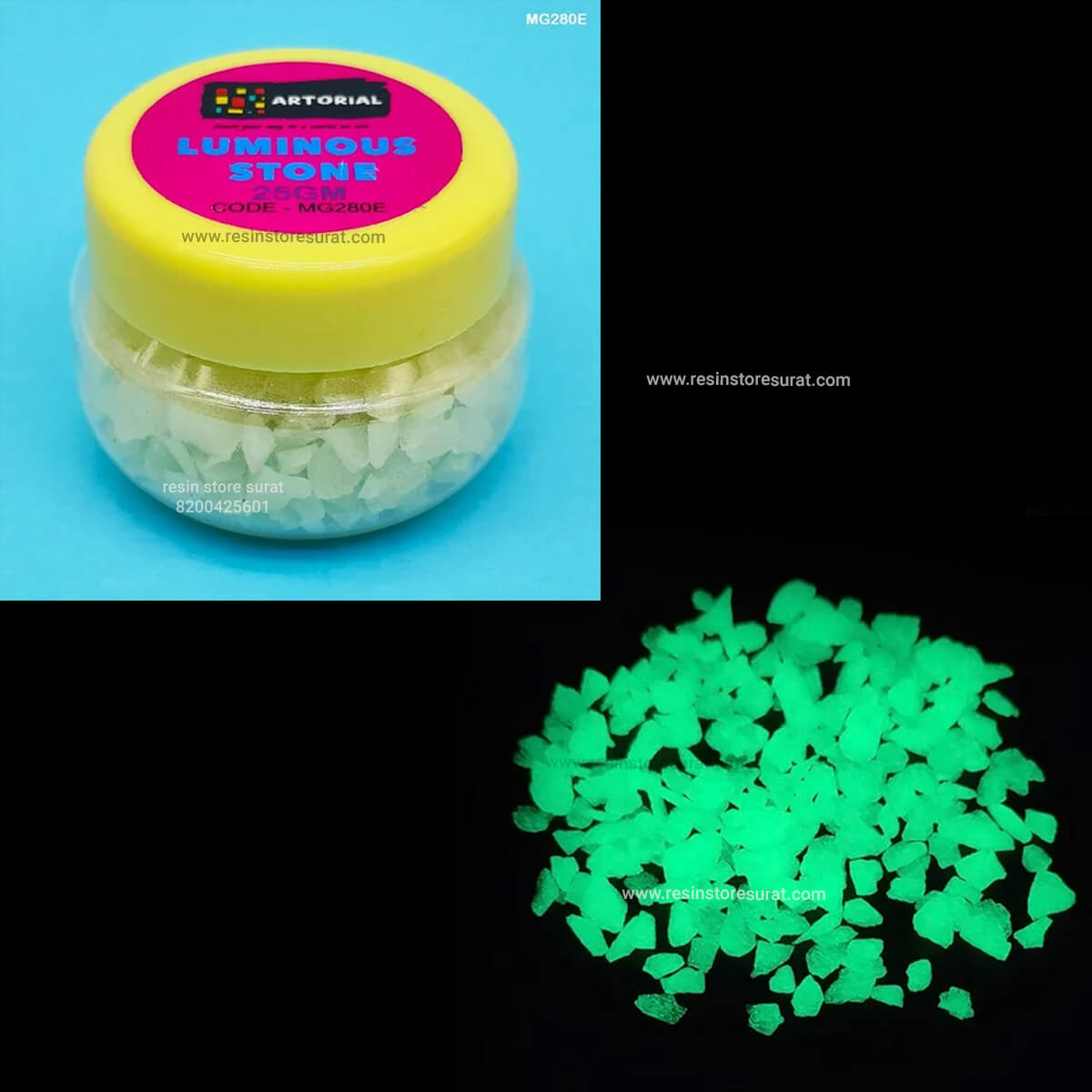 Green Luminous Stone – Resin Store Surat