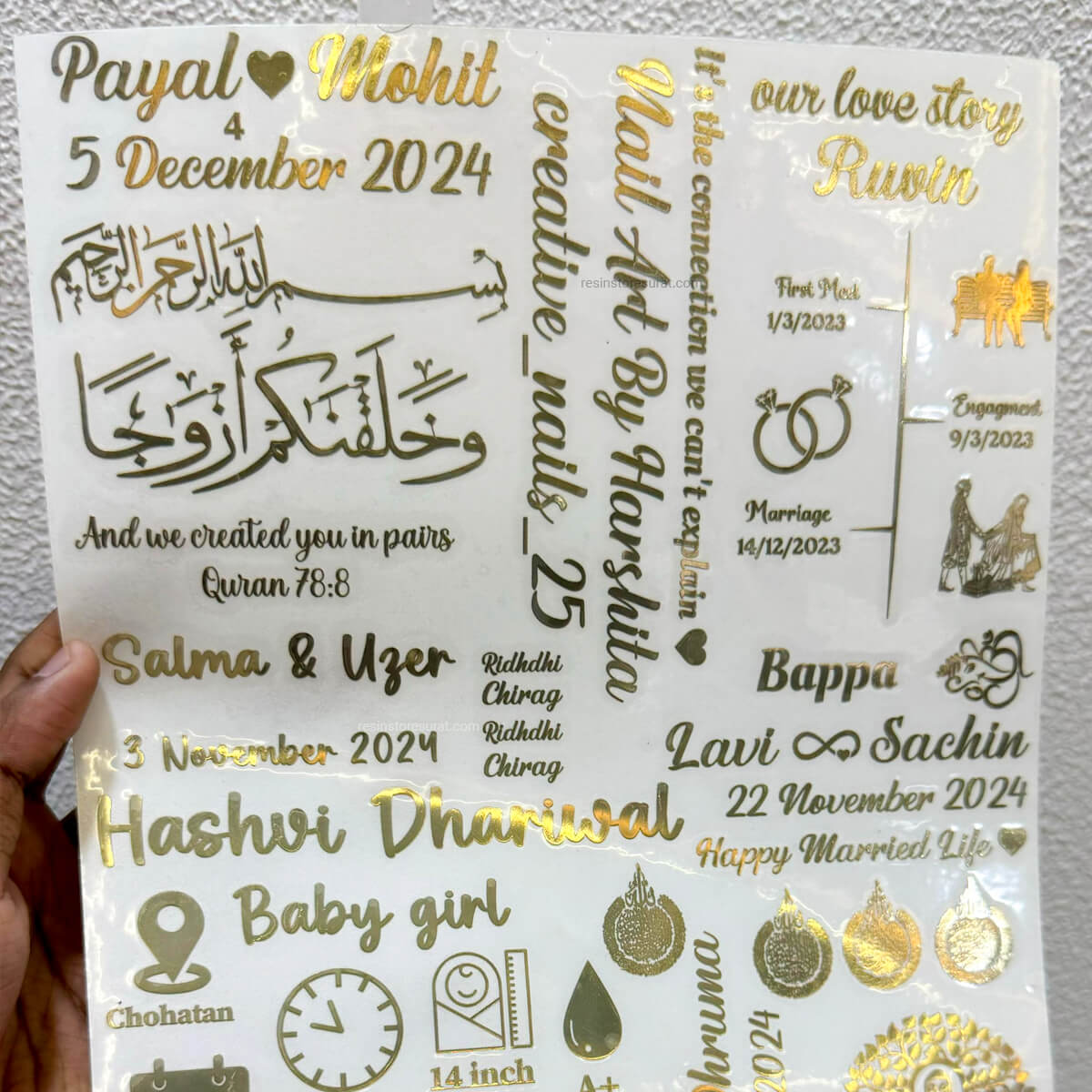 Customized Metal Sticker Sheet – Resin Store Surat