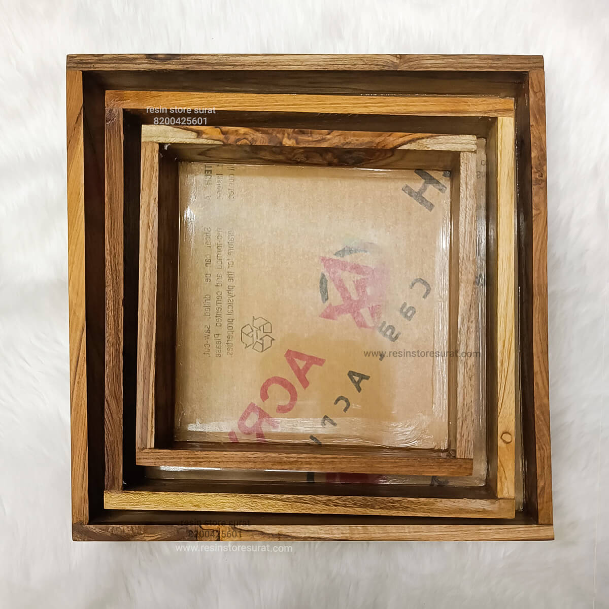 Teak Wood Floating Frame with Acrylic Base – Resin Store Surat